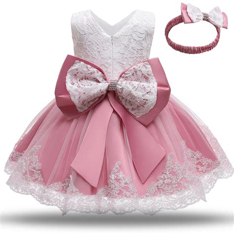 아기 소녀 흰색 침례 복장 신생아 공주 생일 착용 유아 꽃 Christening 공 가운 아이 드레스 12 24m드레스