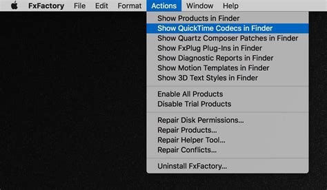 Show QuickTime Codecs In Finder FxFactory Support