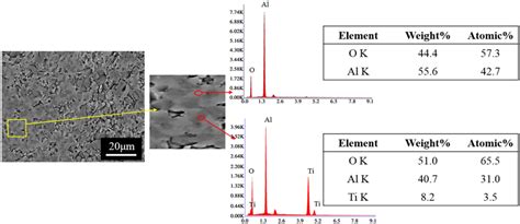 sem micrograph and eds spectra of the phases present in the