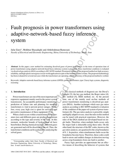 Pdf Fault Prognosis In Power Transformers Using Adaptive Network