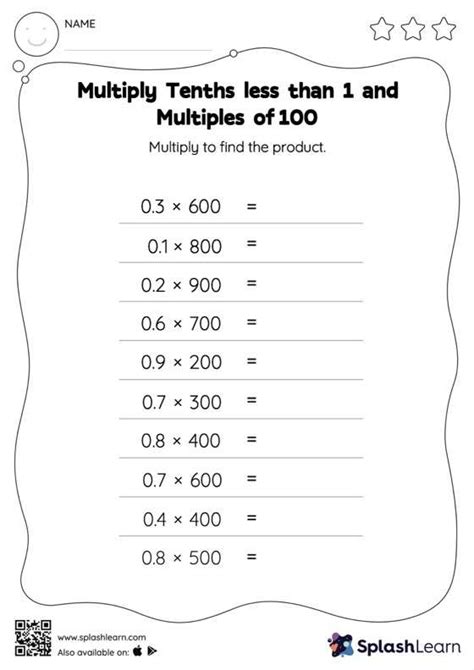 Multiply Tenths Less Than 1 And Multiples Of 100 Horizontal