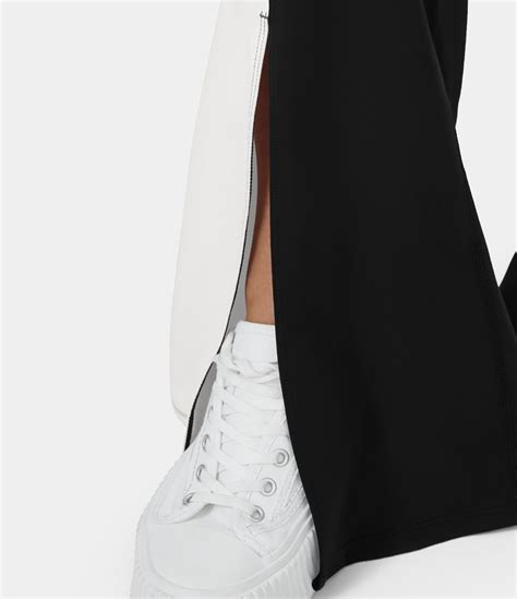 Womens High Waisted Tummy Control Split Hem Color Block Flare Casual