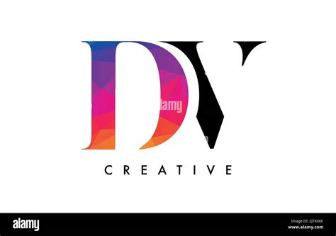 DV Letter Design With Creative Cut And Colorful Rainbow Texture VD Letter Icon Vector Logo With