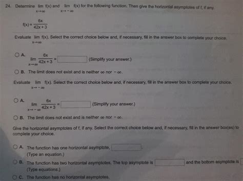 Solved 24 Determine Limx→∞fx And Limx→−∞fx For The