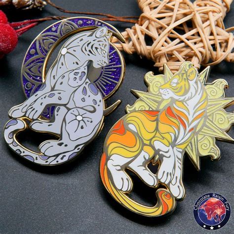 Sun Moon Alternative Colour Pins 65mm255 Tall Space Cat Enamel Pin