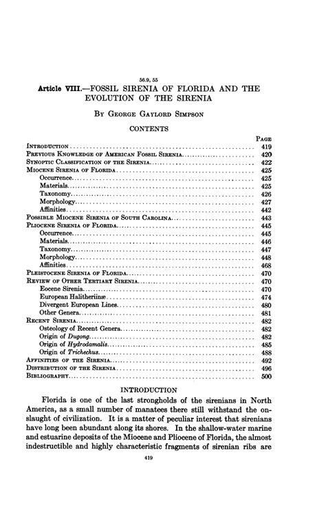 Article Viii Fossil Sirenia Of Florida And The Evolution Of The