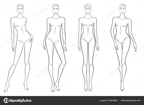 Women Body Outline Silhouettes Bundle Svg Female Figure Template Clip