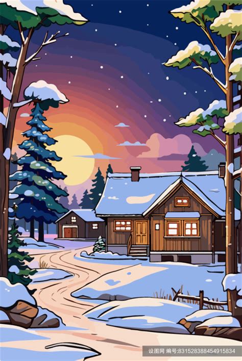 童话冬季森林木屋ai下载编号831528388454915834 设图网