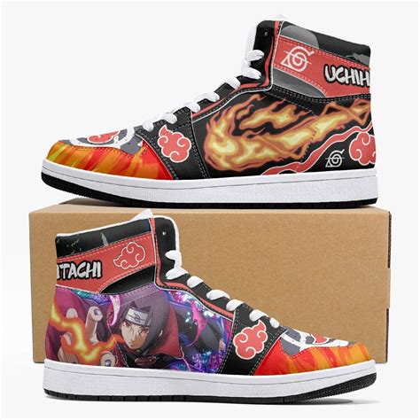 Uchiha Itachi Akatsuki Naruto Shippuden Mid 1 Basketball Shoes Animebape