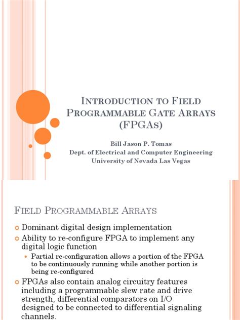 Introduction To Field Programmable Gate Arrays Pdf Field