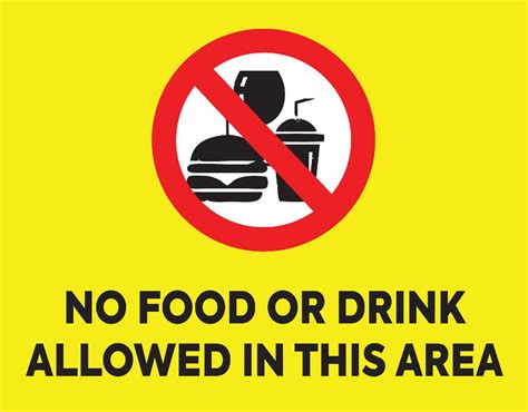 No Food Or Drink Allowed In This Area Notice Sign Business Retail