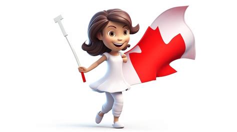 premium photo closeup 3d beautiful happy canadian girl carries