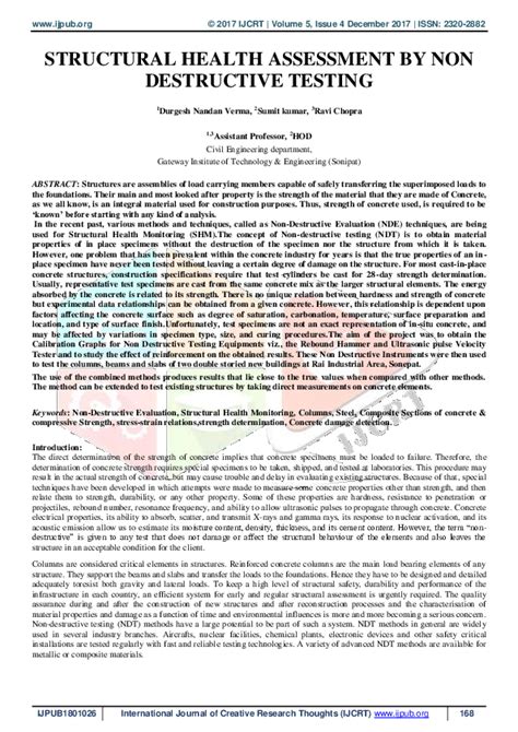 Pdf Structural Health Assessment By Non Destructive Testing