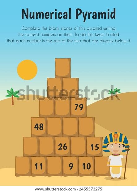 Numerical Pyramid Educational Sheet Primary Module Stock Vector