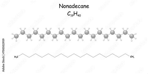 Stylized Molecule Modelstructural Formula Of Nonadecane Stock Vector