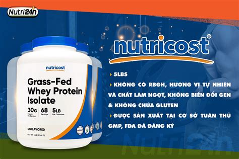 Nutricost Grass Fed Whey Protein Isolate 5lbs Dinh DƯỠng Cho MỖi NgÀy