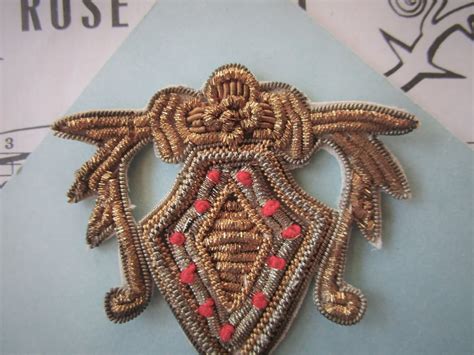 Vintage Gold Bullion Red Floss Hand Made Metallic Shield Crown Etsy