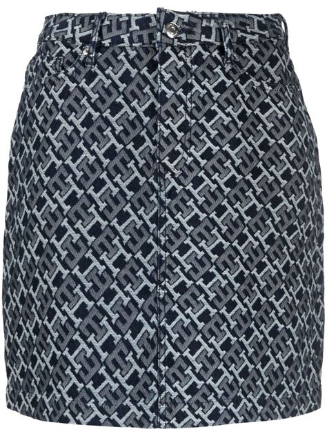Tommy Hilfiger Logo Print Denim Skirt Blue Farfetch