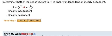 Solved Determine Whether The Set Of Vectors In P2 Is