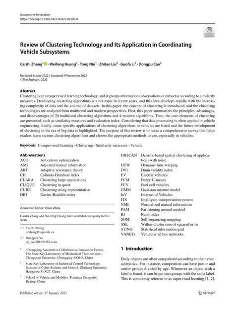 Pdf Review Of Clustering Technology And Its Application In