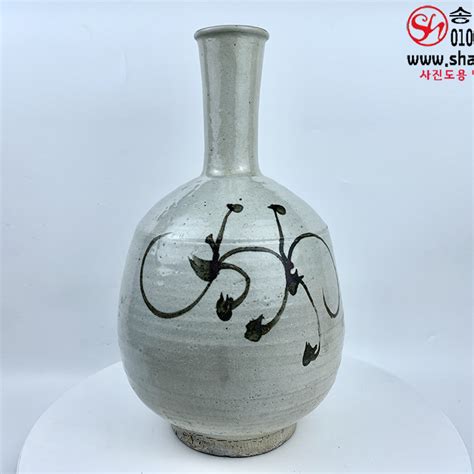 조선시대 중기 1506년~1608년 백자 철화 초문병 백자철화 당초문 대 주병 철화백자 대형 술병 한국 오리지널 진품 도자기