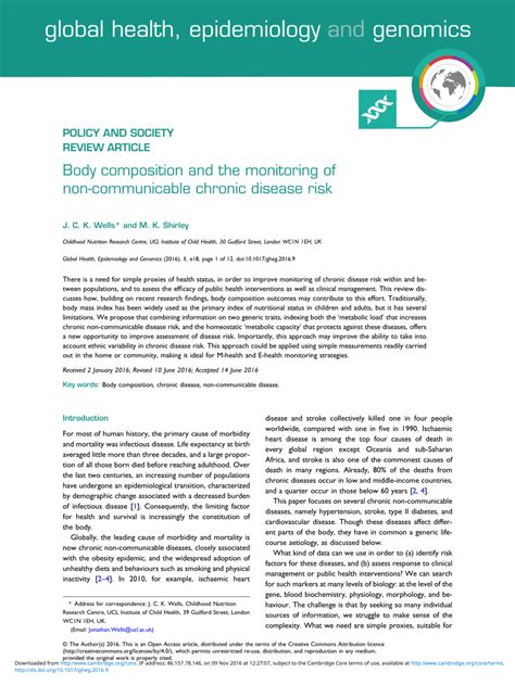 Pdf Body Composition And The Monitoring Of Non Communicable Chronic