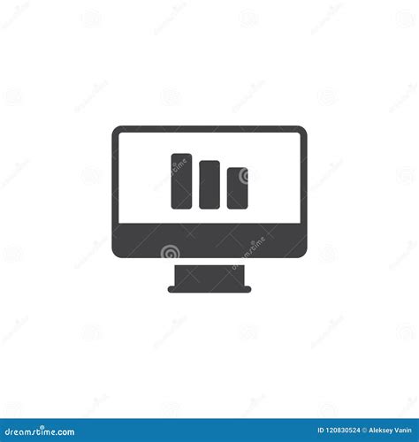 Computer Monitor With Graph Chart Vector Icon Stock Vector