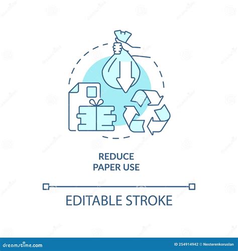 Reduce Paper Use Turquoise Concept Icon Stock Vector Illustration Of