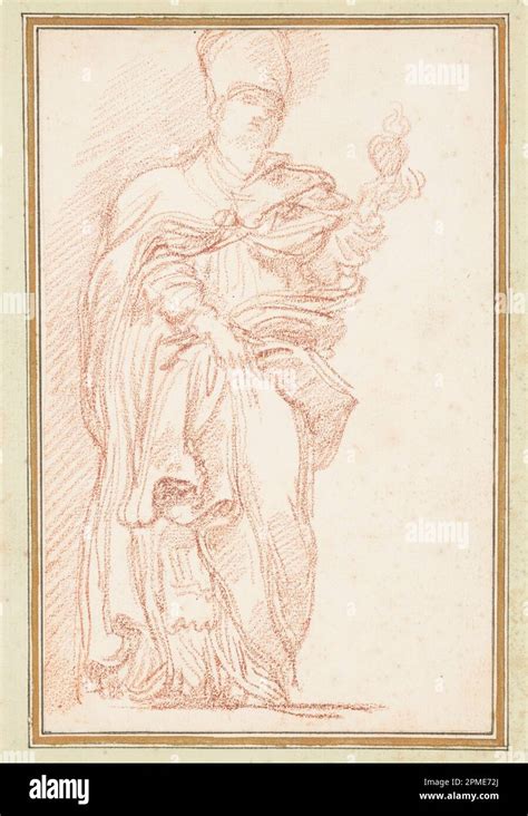 Drawing Standing Male Figure In Bishops Vestments Jean Robert Ango