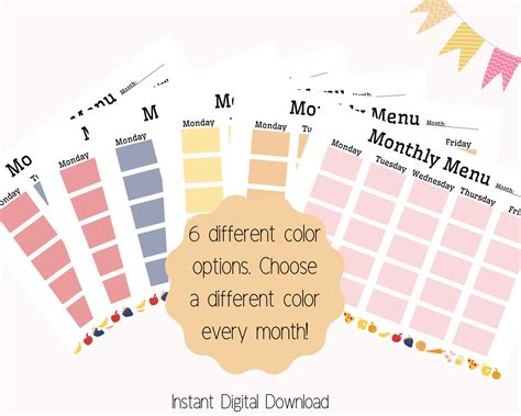 Printable Daycarepreschool Menu Food Theme Weekly Snack And Lunch Menu