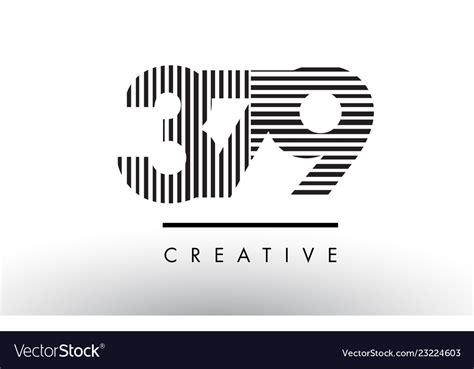 379 Black And White Lines Number Logo Design Vector Image