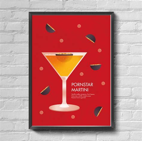 Pornstar Martini Cocktail Illustrated Art Print Poster Etsy