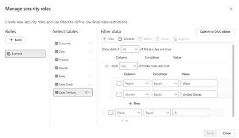 power bi 的行级别安全性 rls microsoft fabric microsoft learn