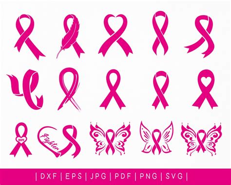 Pink Cancer Ribbon Svg Awareness Ribbon Svg Bundle Breast Cancer Svg