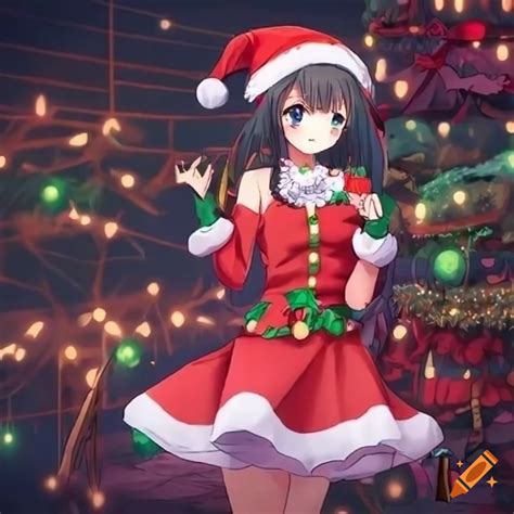 Cute Anime Girl In Christmas Outfit On Craiyon