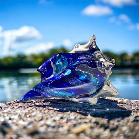 Cobalt Large Glass Conch Shell Brenda Mcmahon Gallery