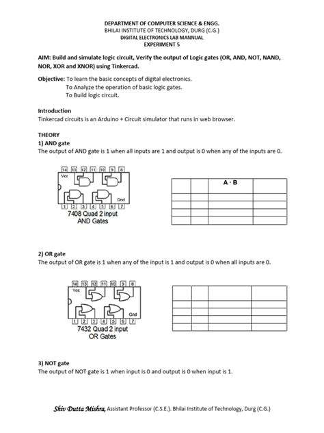 Digital Electronics Lab Pdf Logic Gate Electronic Design