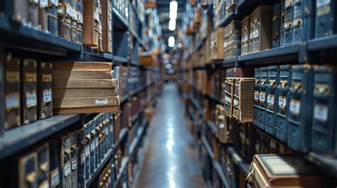 Library Archive Aisle With Shelves Of Old Books Premium Ai Generated
