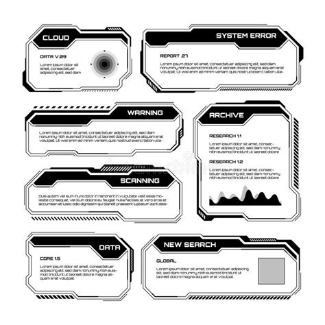 Red Futuristic Hud Or Ui Elements Sci Fi User Interface Text Boxes