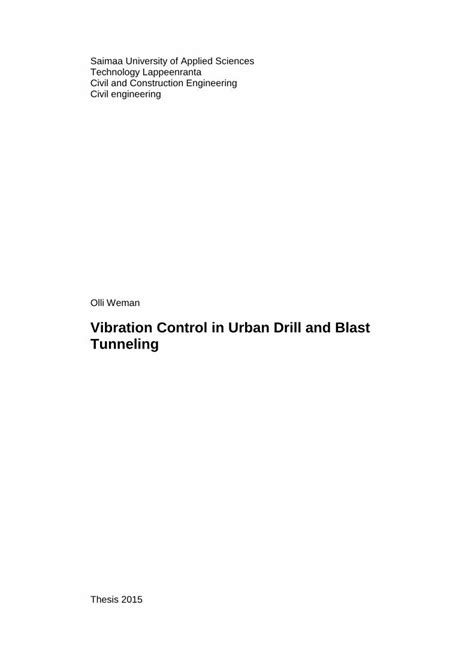Pdf Vibration Control In Urban Drill And Blast Tunneling Dokumentips