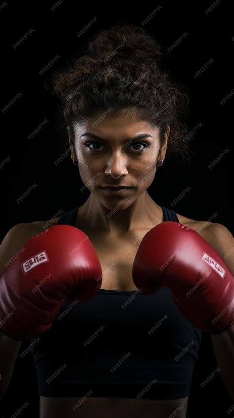 Premium Photo A Woman In A Boxing Ring With The Word On It