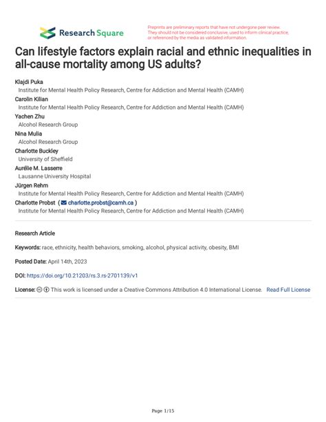 Pdf Can Lifestyle Factors Explain Racial And Ethnic Inequalities In