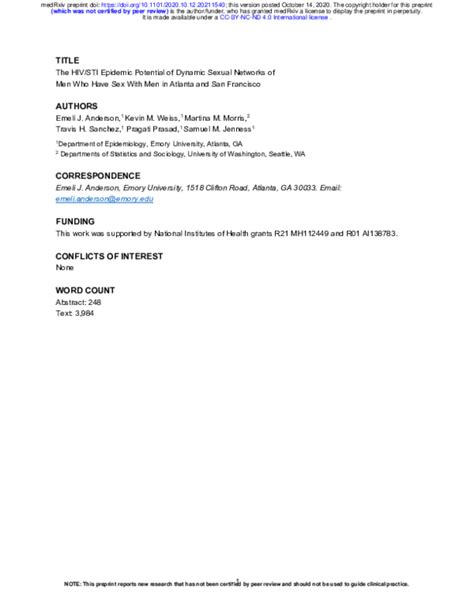 Pdf The Hivsti Epidemic Potential Of Dynamic Sexual Networks Of Men