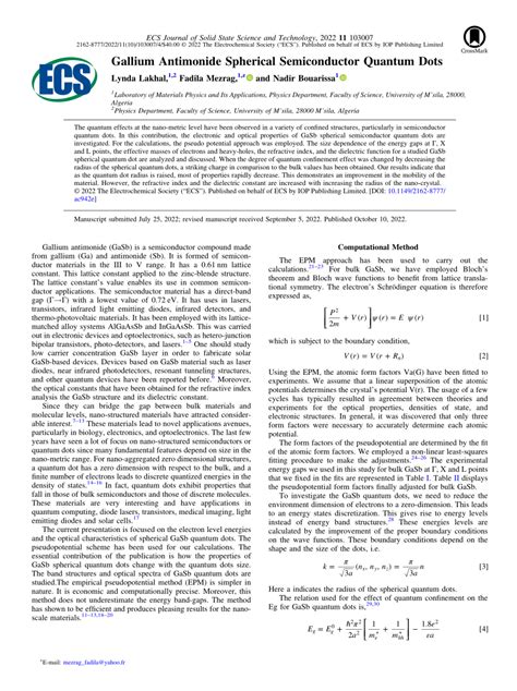 Pdf Gallium Antimonide Spherical Semiconductor Quantum Dots