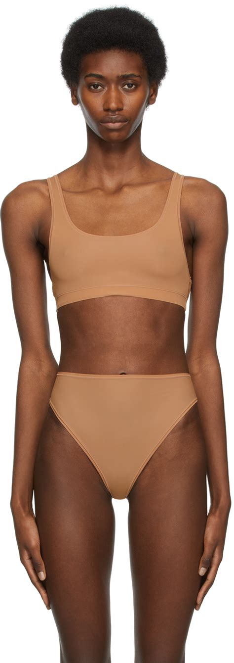 Skims Tan Jelly Sheer Scoop Neck Bralette Skims