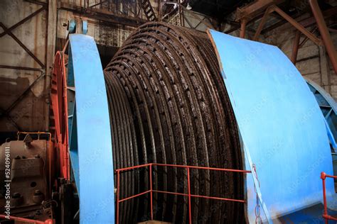 The Aggregate Of A Shaft Hoisting Machine A Cable For Lifting Loads In