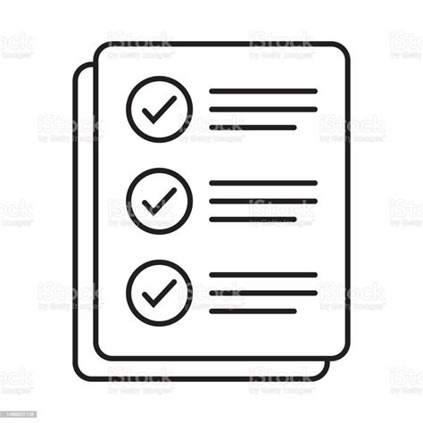 라인 아트 스타일의 체크리스트 벡터 아이콘입니다 문서 아이콘 설문지 아이콘 그래픽 및 웹 디자인을 위해 흰색 배경에 격리된 그림 긴급 개념에 대한 스톡 벡터 아트 및 기타