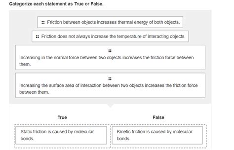 Solved Categorize each statement as True or False.Friction | Chegg.com