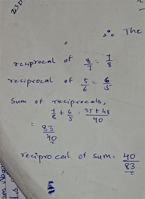 The Reciprocal Of The Sum Of The Reciprocals Of And Is Brainly In