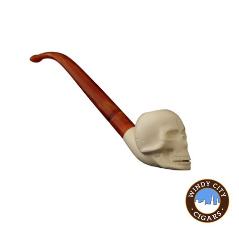 Servi Meerschaum 100 Churchwarden Skull Pipe Windy City Cigars